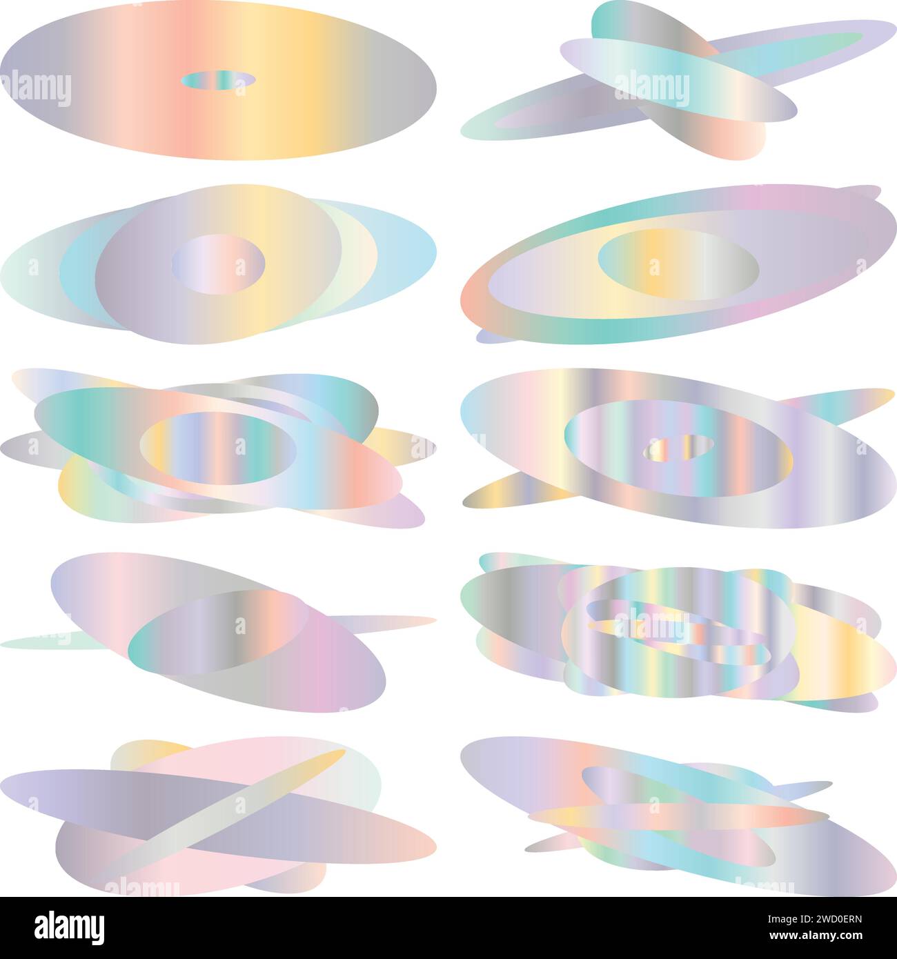 An abstract cut out transparent iridescent oval gradient shape ...