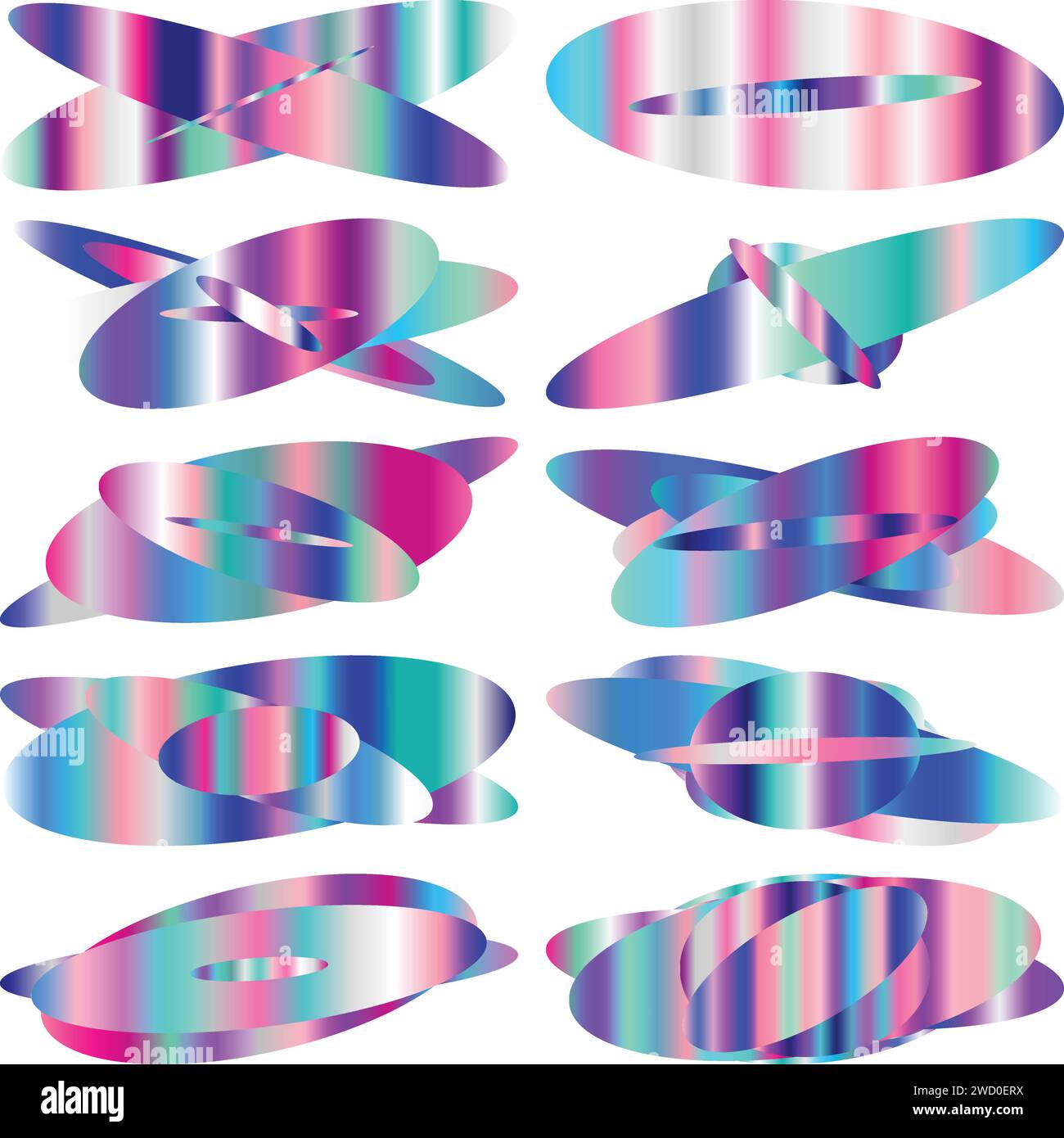 An abstract cut out transparent iridescent oval gradient shape ...