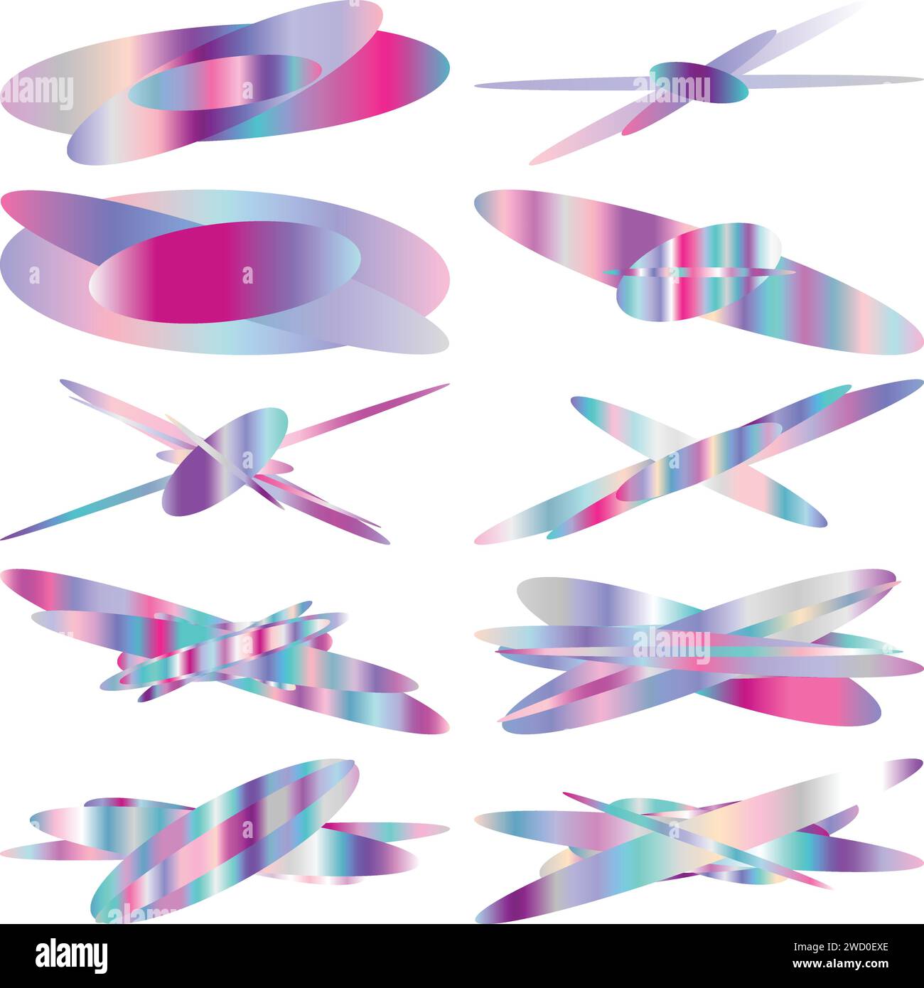 An abstract cut out transparent iridescent oval gradient shape ...