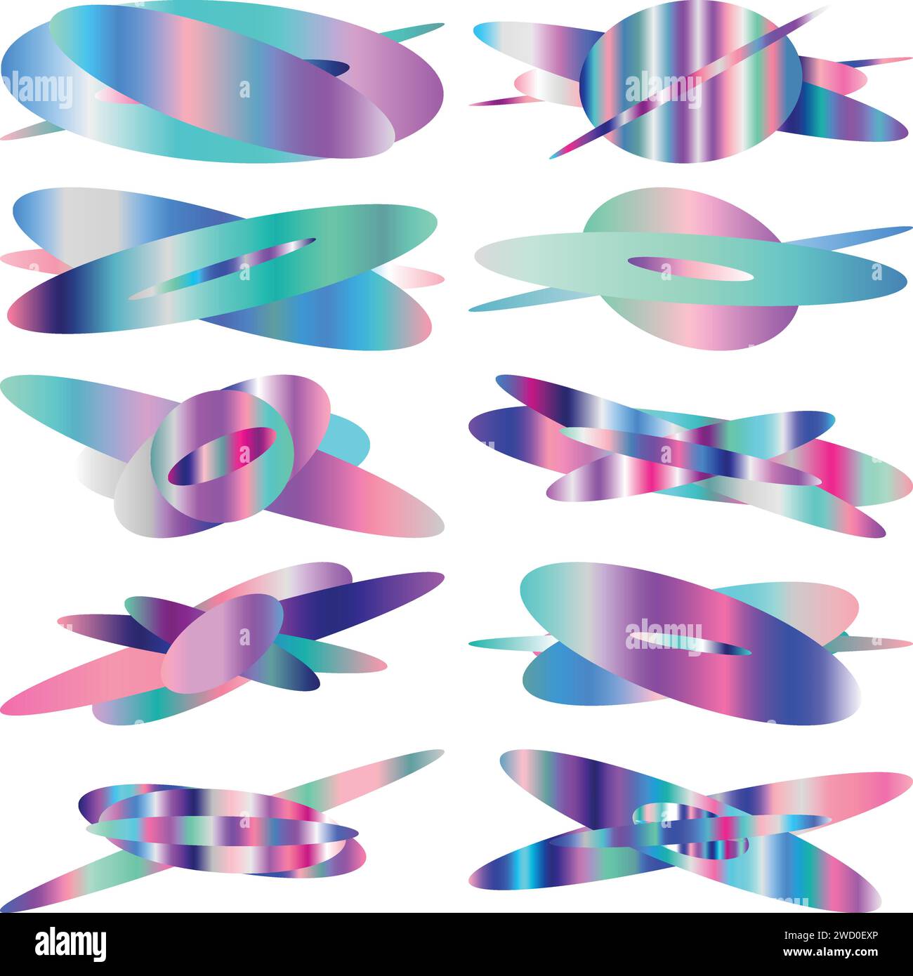 An abstract cut out transparent iridescent oval gradient shape ...