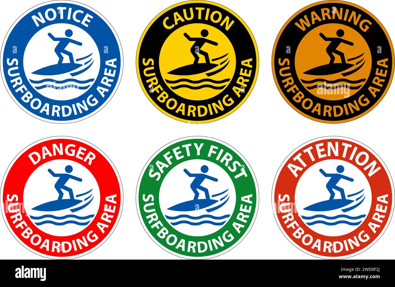 Water Safety Sign Warning - Surfboarding Area Stock Vector Image & Art ...