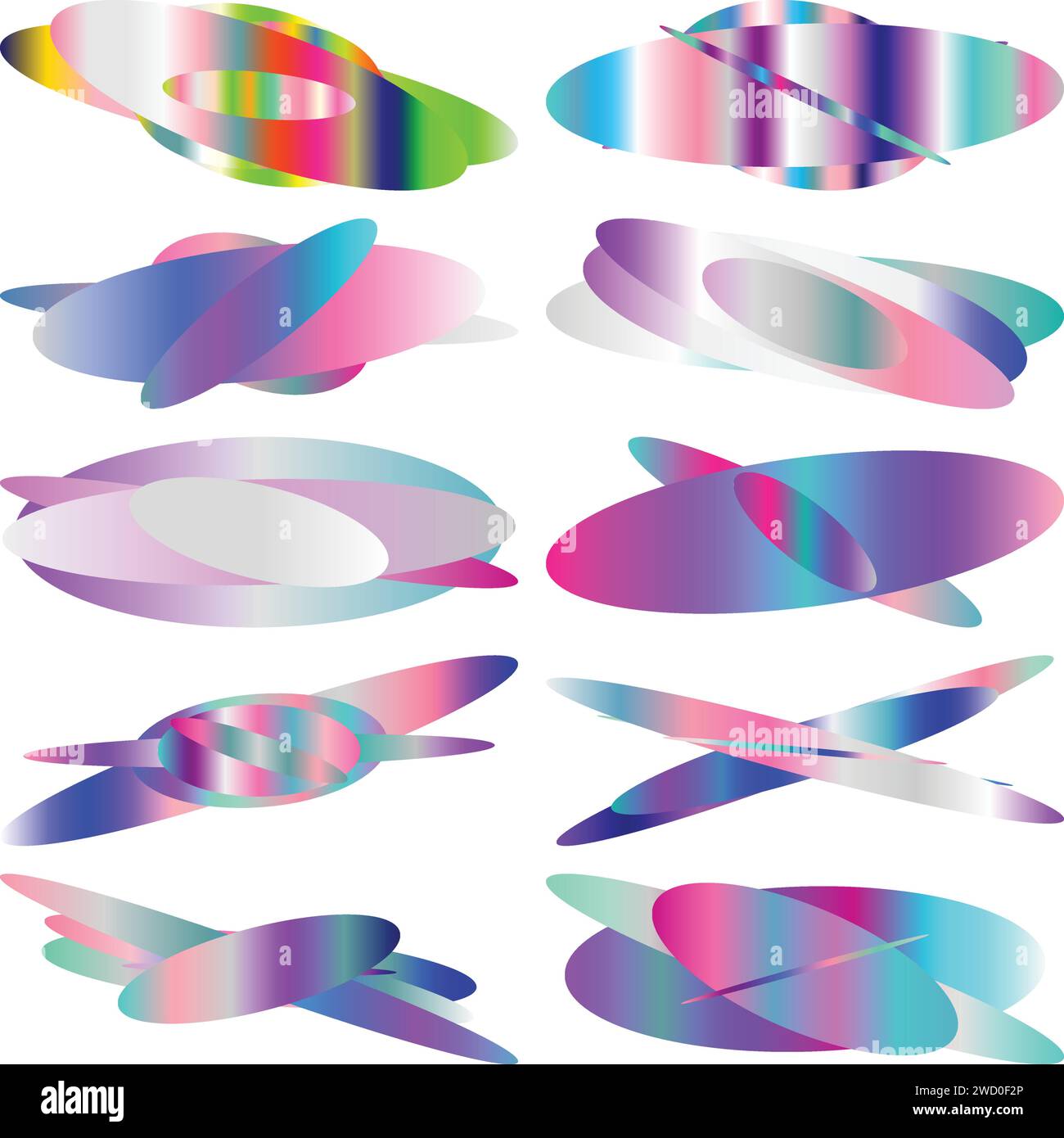 An abstract cut out transparent iridescent oval gradient shape ...