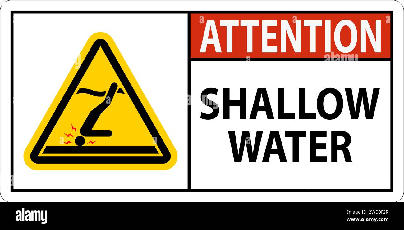 Water Safety Sign Attention - Shallow Water Stock Vector Image & Art ...