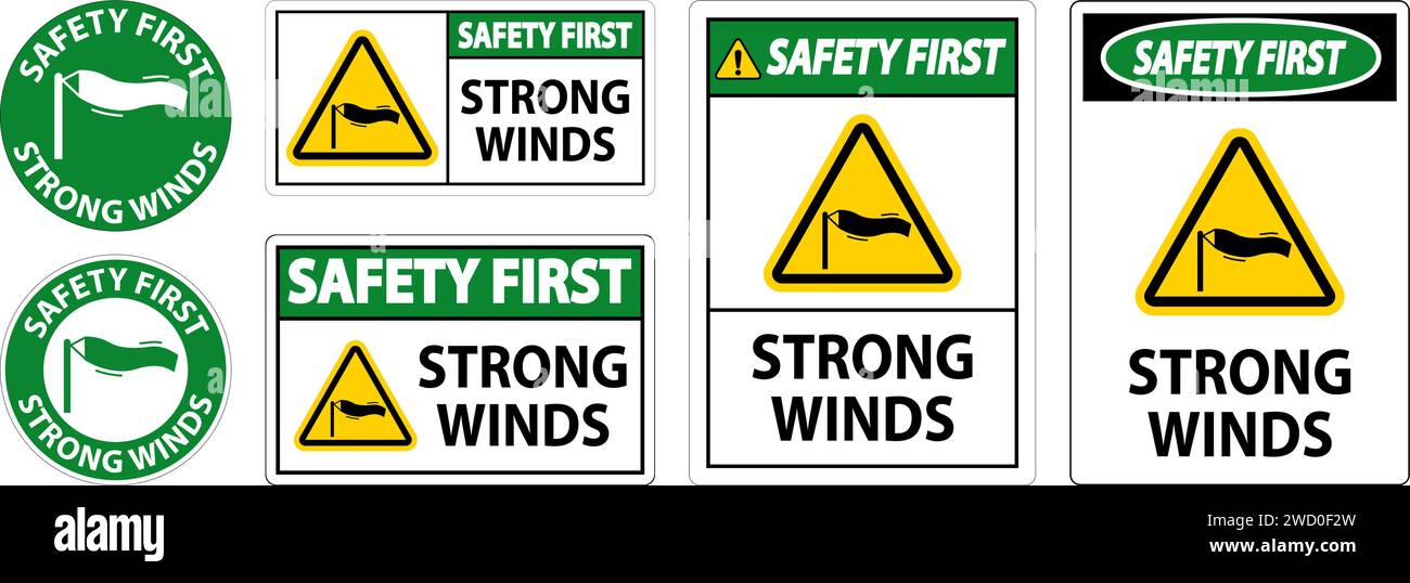 Strong winds warning sign Stock Vector Images - Alamy
