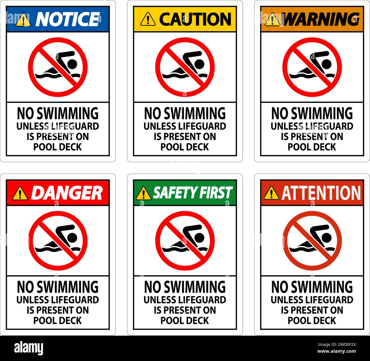 Danger Pool Sign No Swimming Unless Lifeguard Is Present On Pool Deck ...