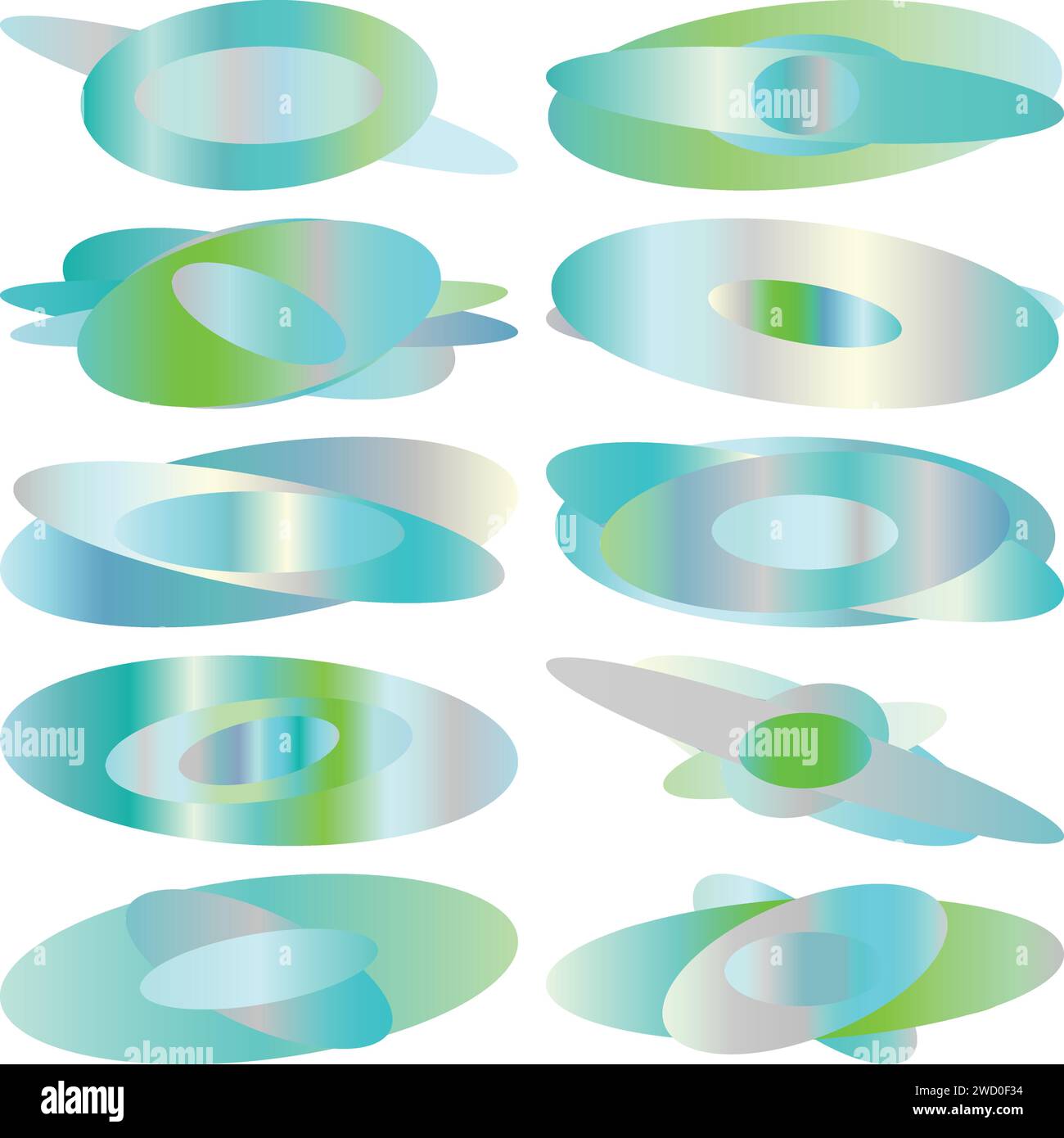 An abstract cut out transparent iridescent oval gradient shape ...