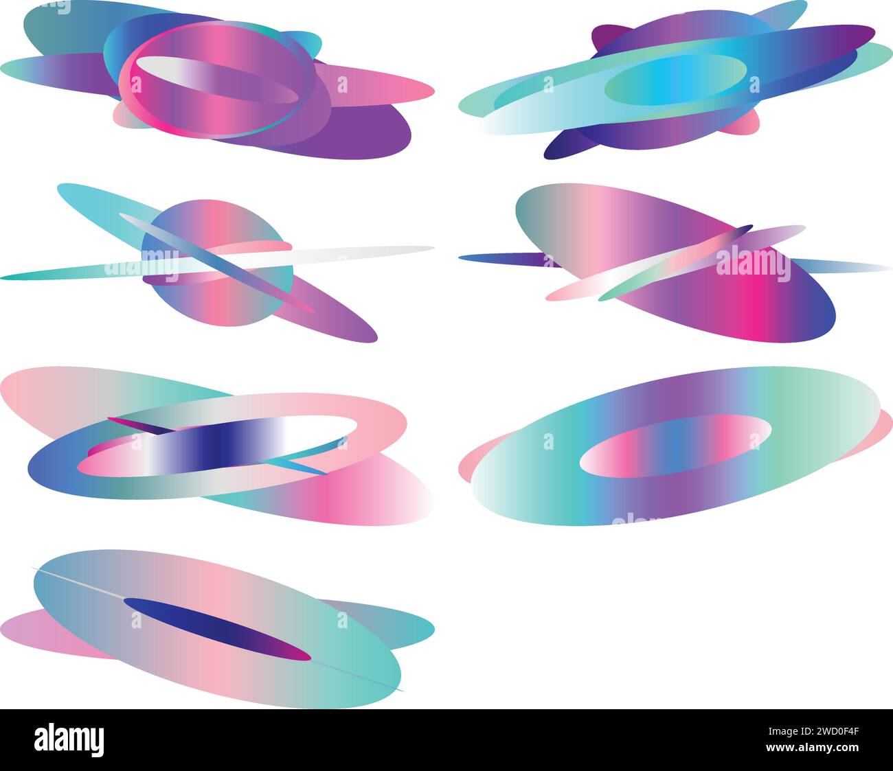 An abstract cut out transparent iridescent oval gradient shape ...