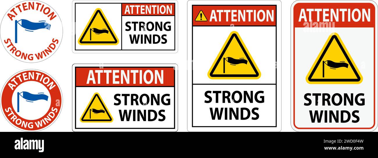Water Safety Sign Attention - Strong Winds Stock Vector Image & Art - Alamy