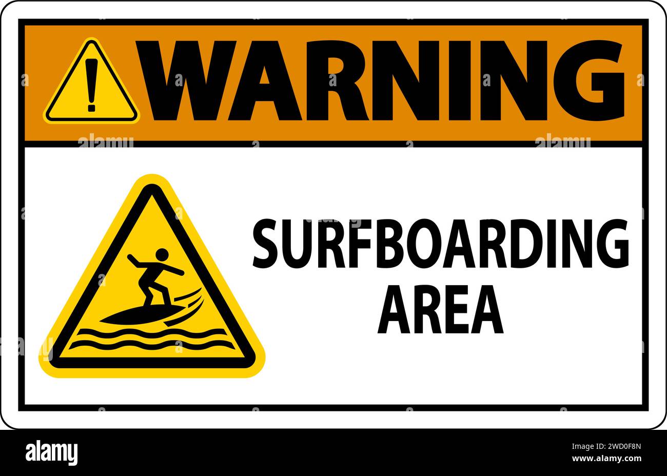 Water Safety Sign Warning - Surfboarding Area Stock Vector Image & Art ...