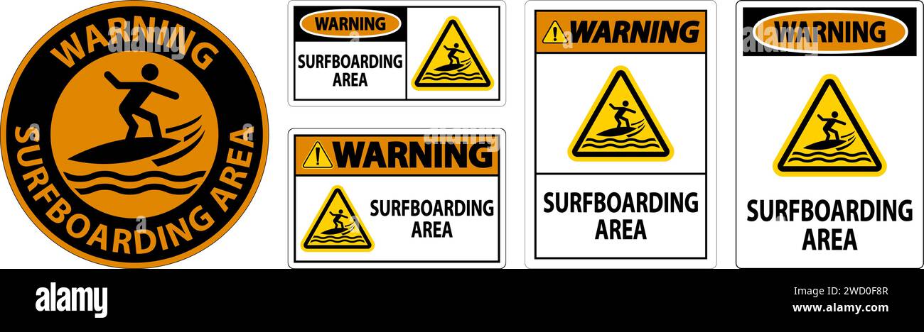 Water Safety Sign Warning - Surfboarding Area Stock Vector Image & Art ...