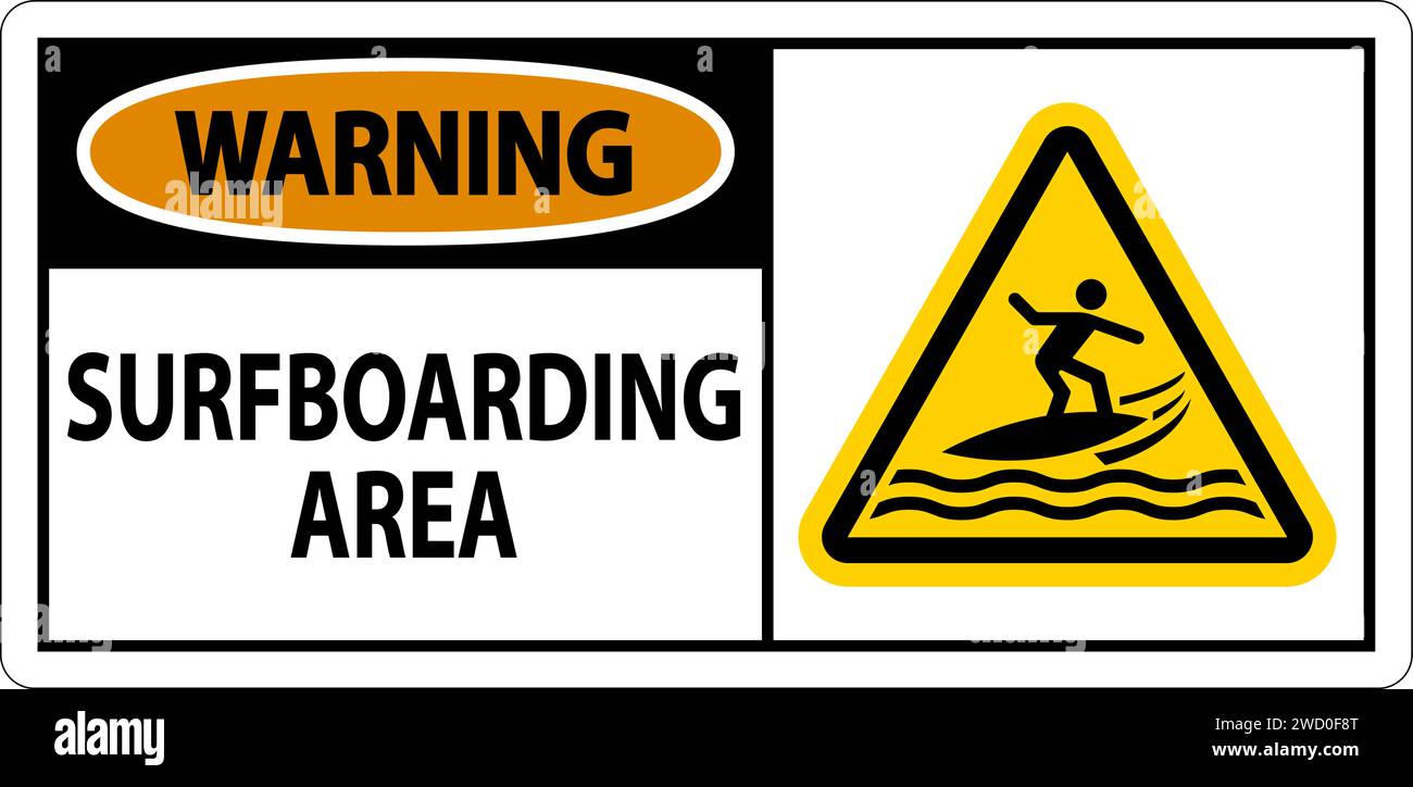 Water Safety Sign Warning - Surfboarding Area Stock Vector Image & Art ...