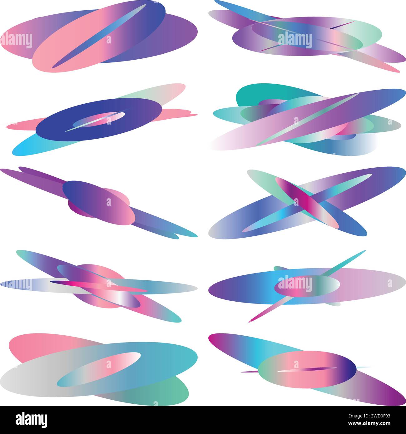 An abstract cut out transparent iridescent oval gradient shape ...