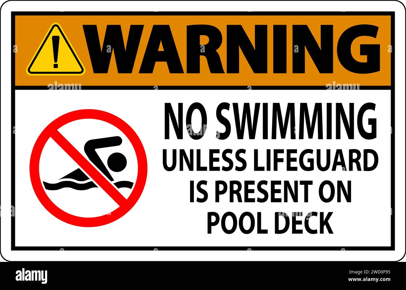 Danger Pool Sign No Swimming Unless Lifeguard Is Present On Pool Deck ...