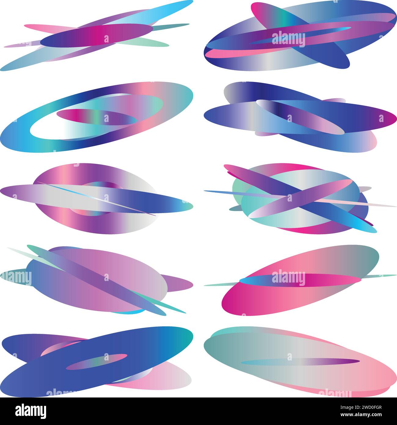 An abstract cut out transparent iridescent oval gradient shape ...