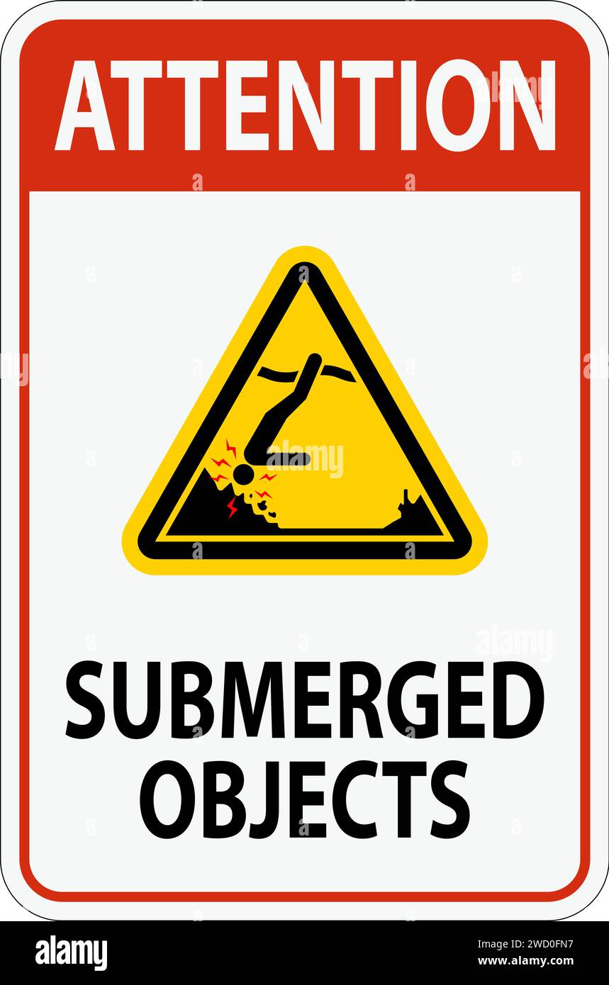 Water Safety Sign Attention - Submerged Objects Stock Vector Image ...