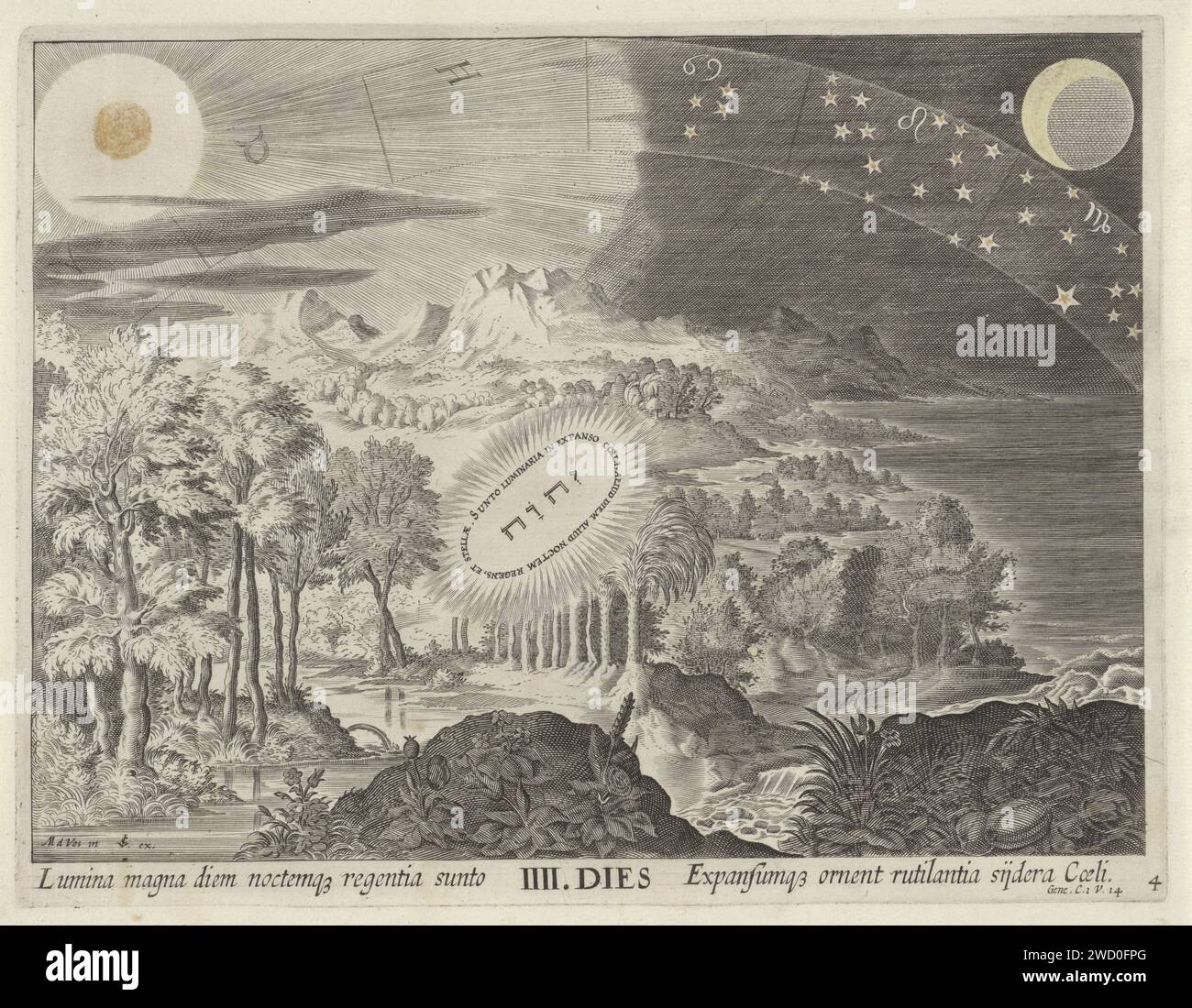Creation of the sun, the moon and the stars, Johann Sadeler (I), After ...