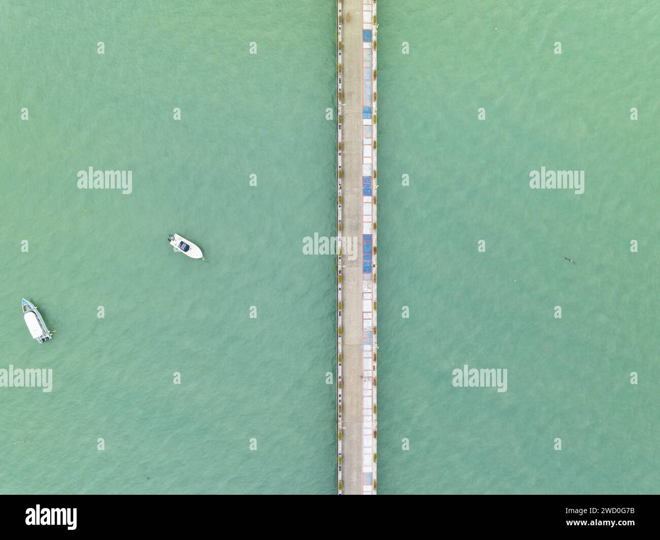 Chalong pier with sailboats and other boats at the sea Top view frome ...