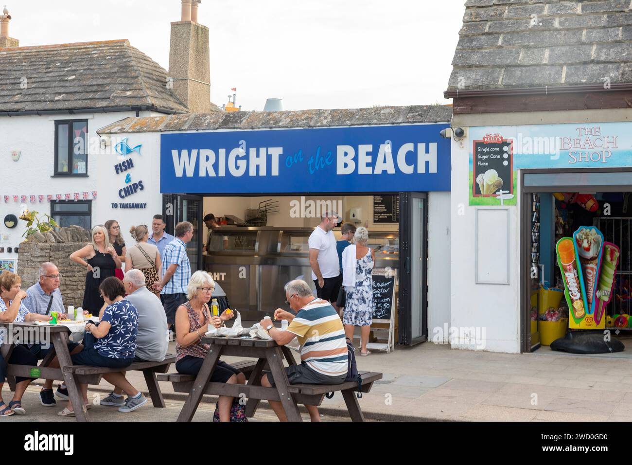 Fish and Chips takeaway restaurant on the beach in Swanage,Isle of ...