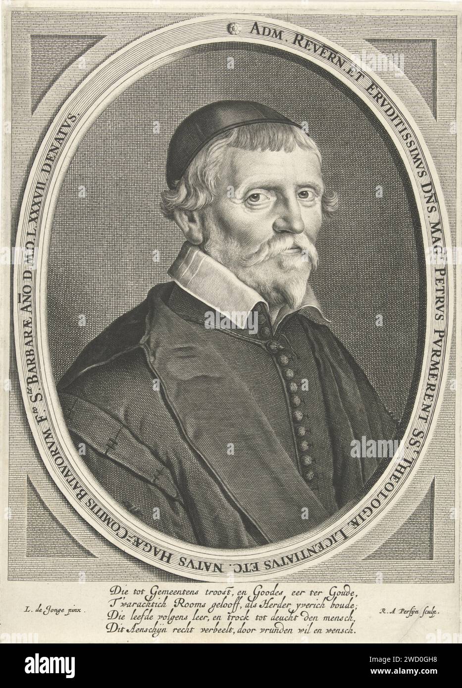 Portrait of Petrus Purmerent, Reinier van Persijn, after Ludolf de ...