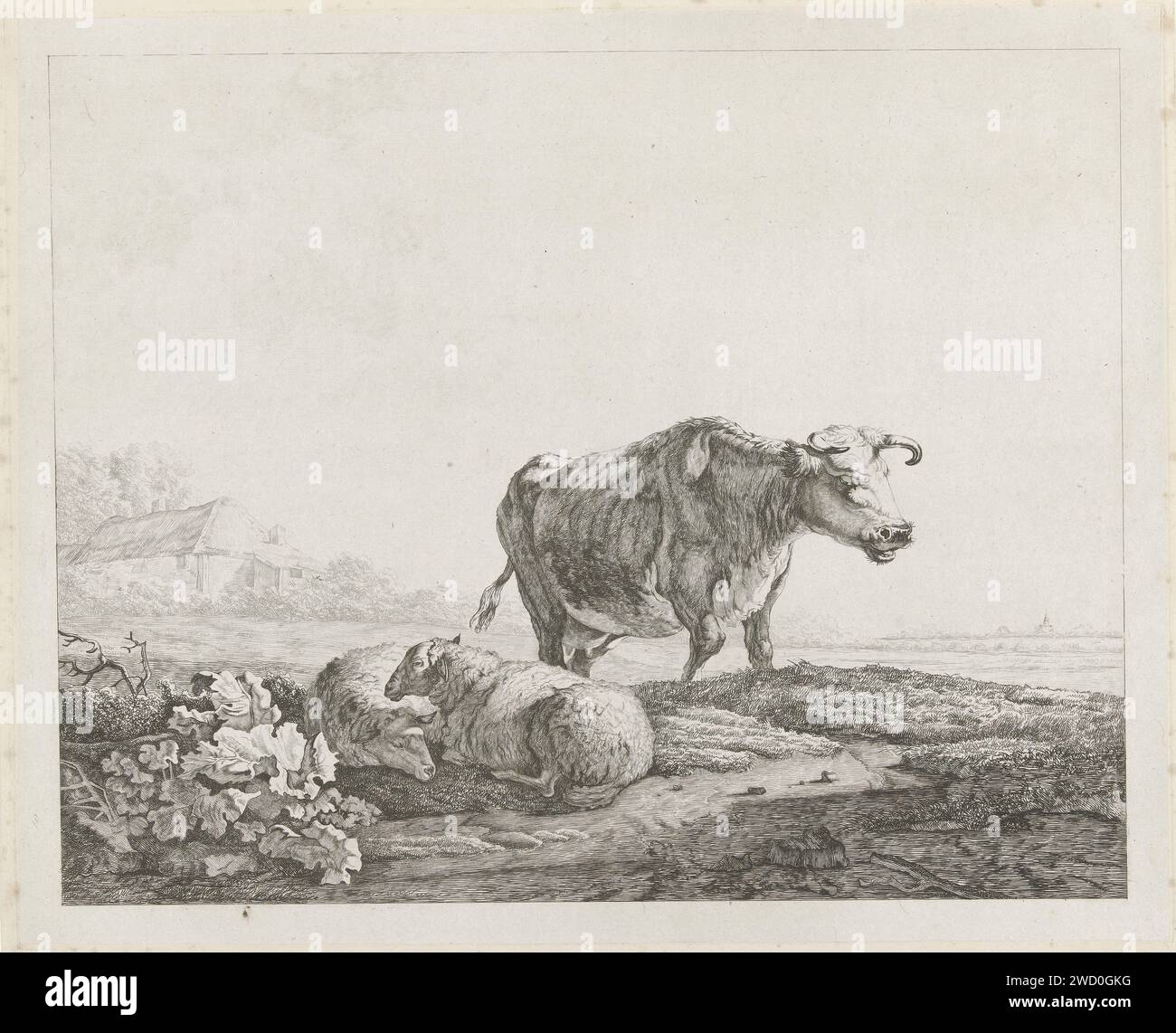 Landscape with a cow and two sheep, Christiaan Godfried Schutze van ...