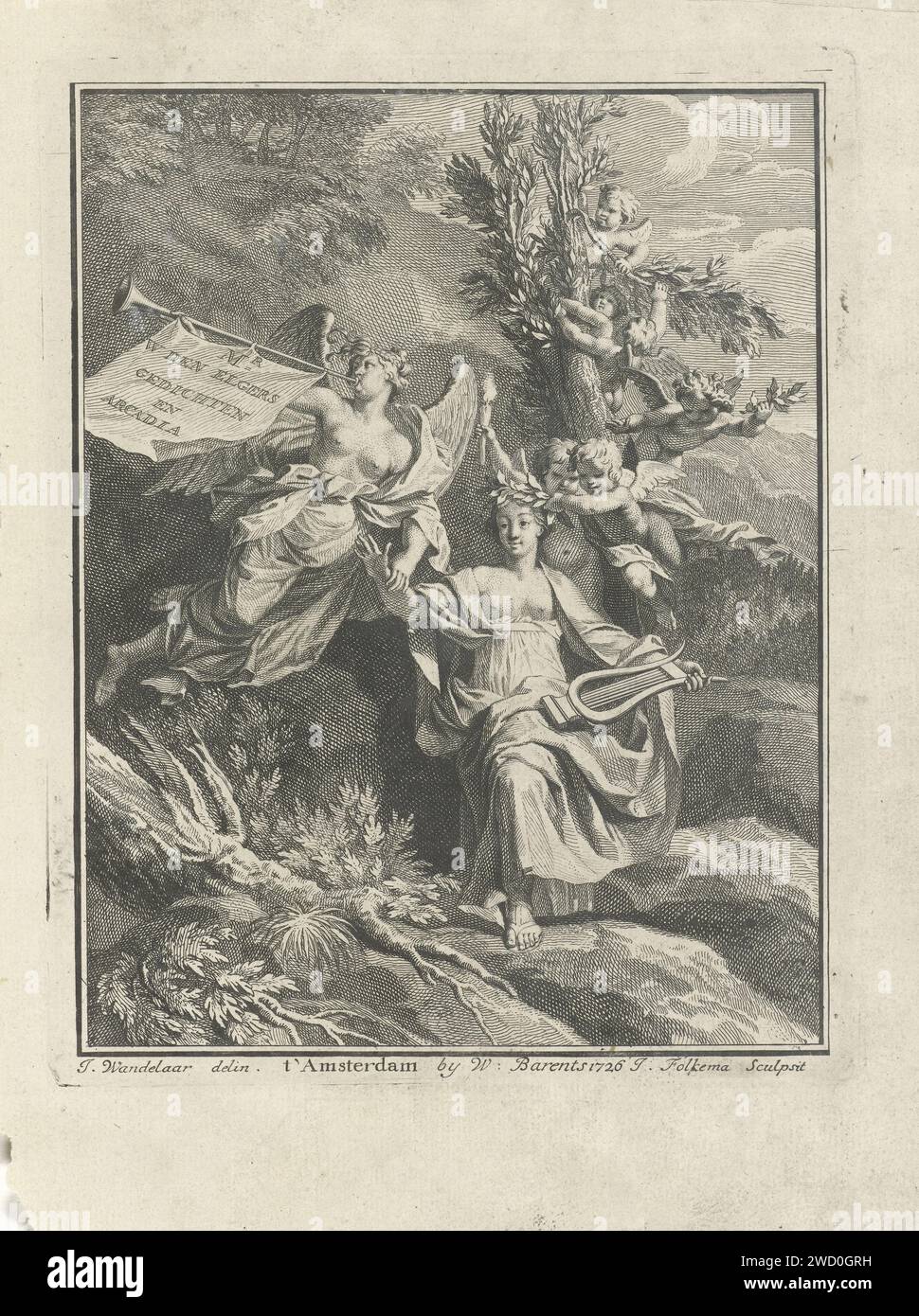 Erato is honored, Jacob Folkema, After Jan Wandelaar, 1726 print Erato, the muse of lyricism and ...