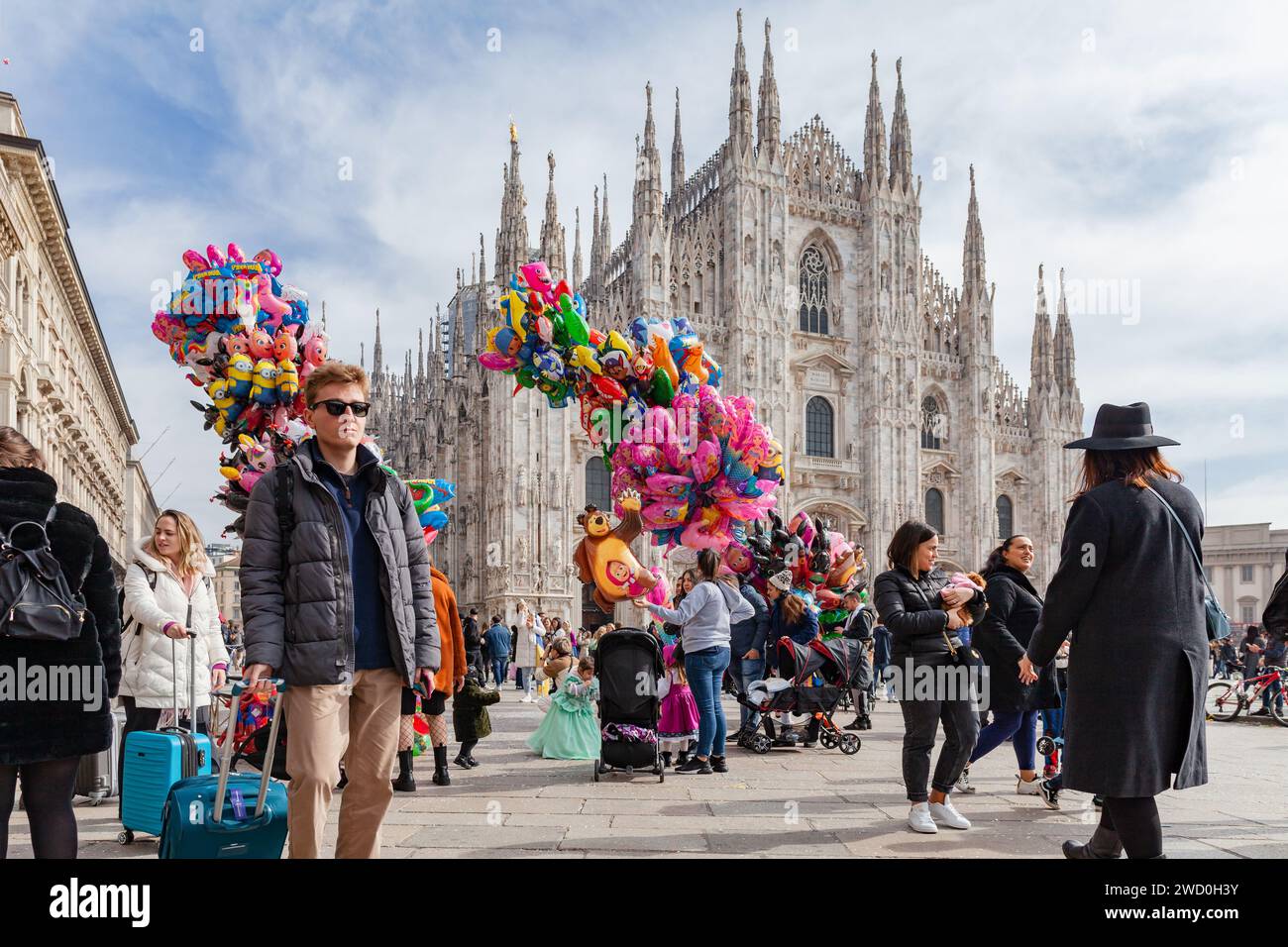 Milan, Italy - February 2023: Festive crowd dressed as carnival during ...