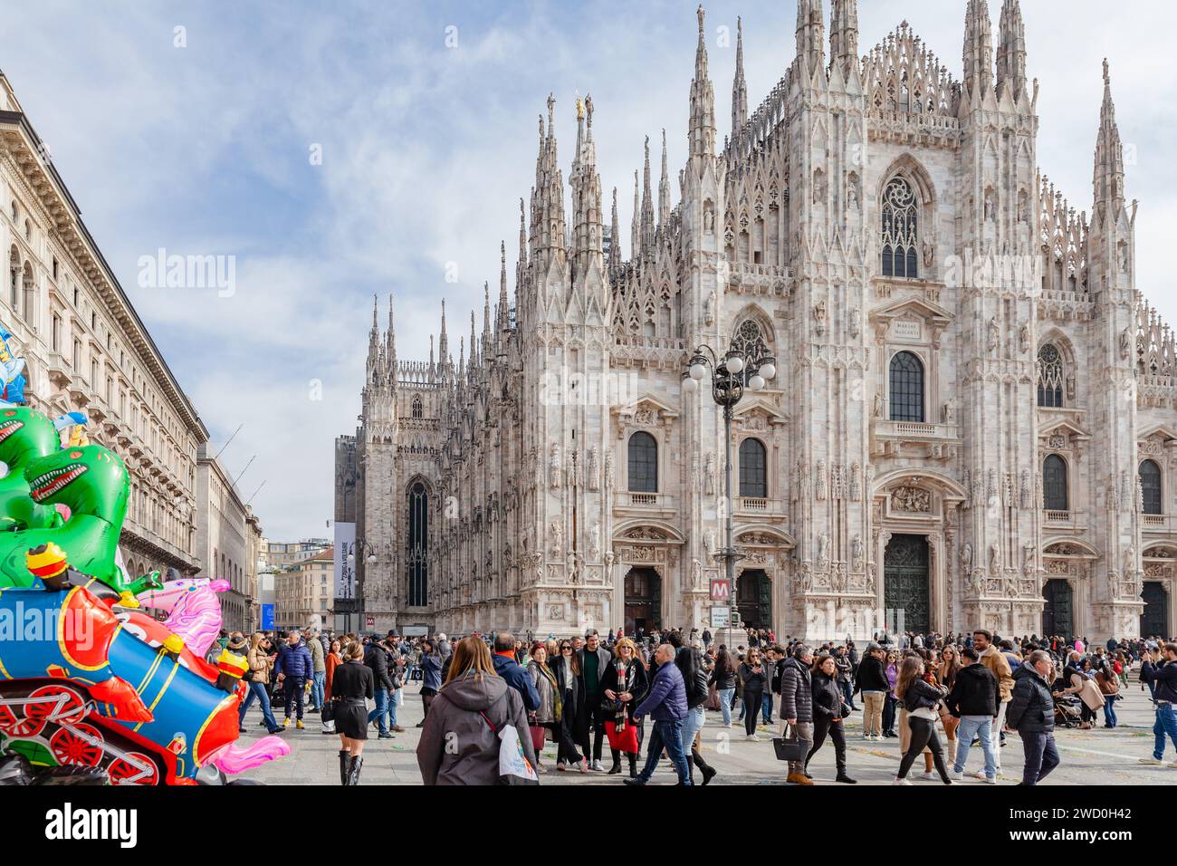 Milan, Italy - February 2023: Festive crowd dressed as carnival during ...
