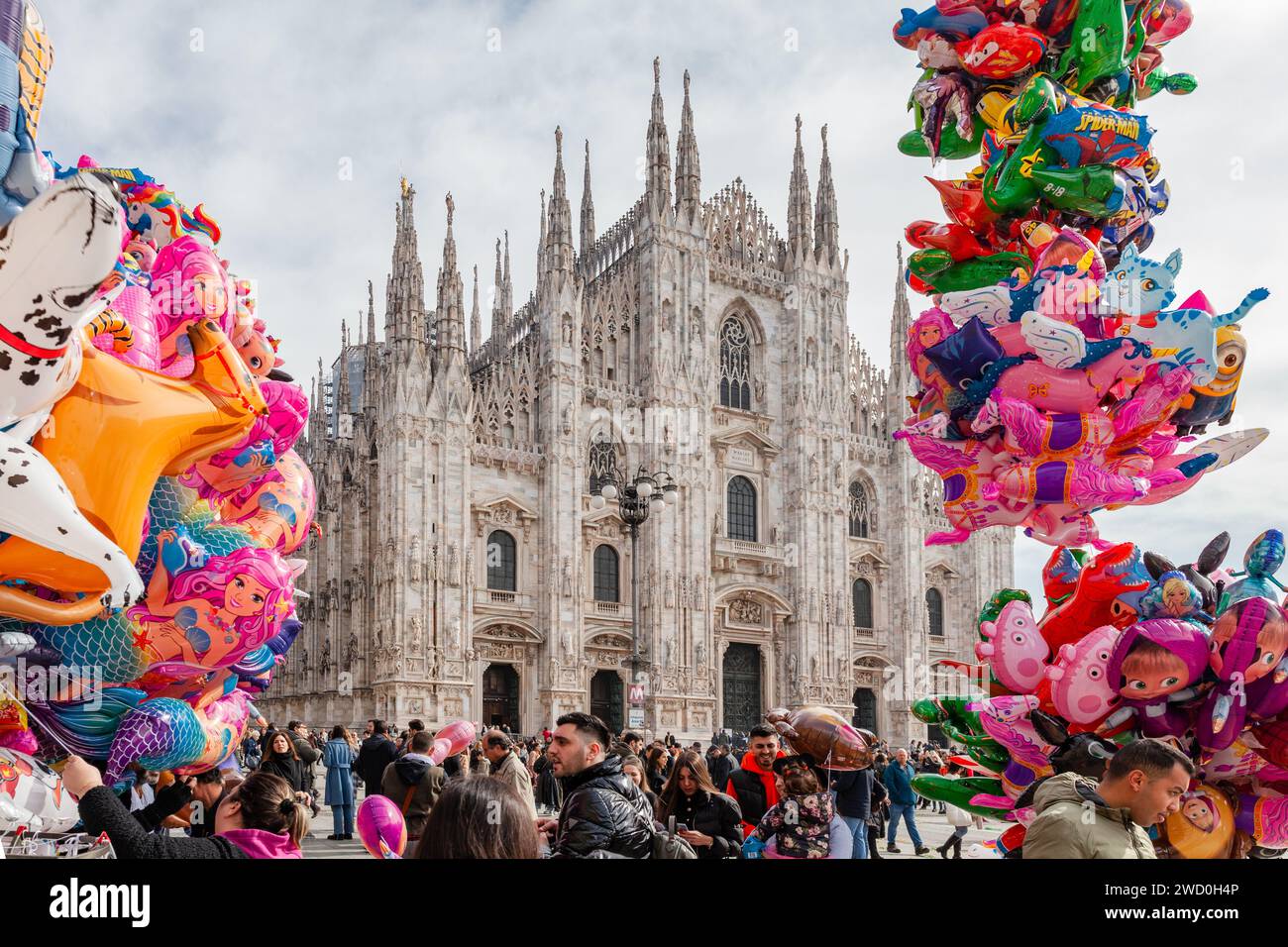 Milan, Italy - February 2023: Festive crowd dressed as carnival during ...