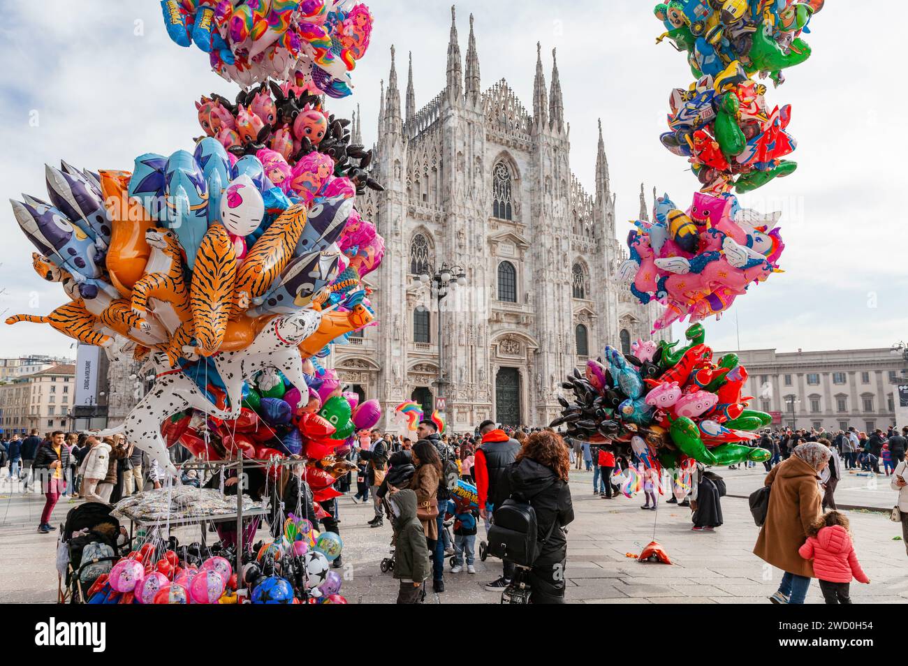 Milan, Italy - February 2023: Festive crowd dressed as carnival during ...