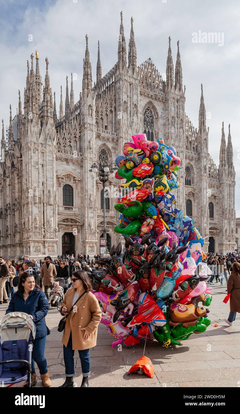 Milan, Italy - February 2023: Festive crowd dressed as carnival during ...