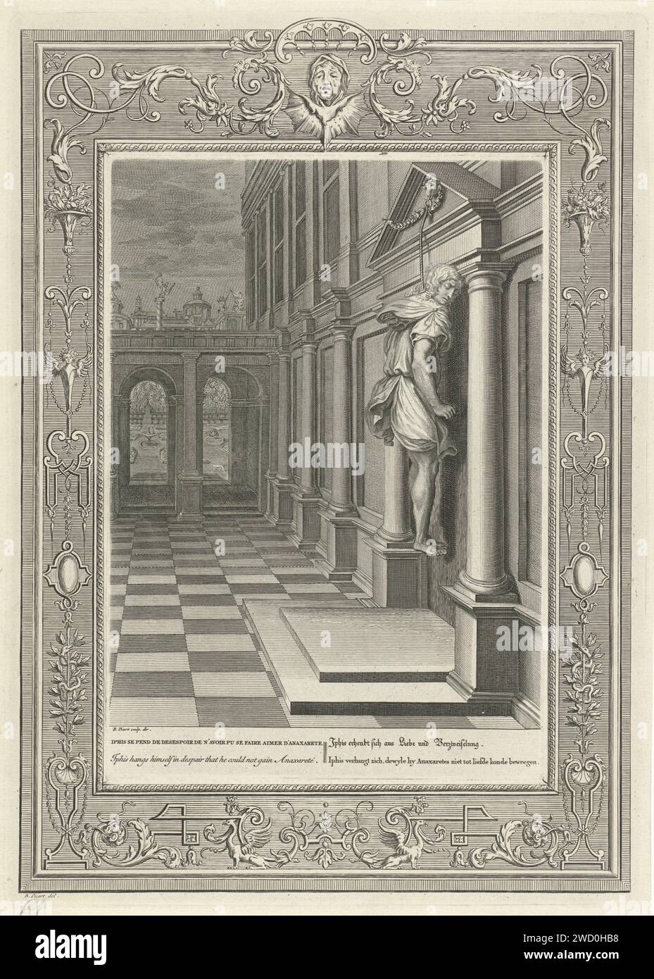 De Dode Iphis, Bernard Picart, 1733 print The iphis in love hung up ...