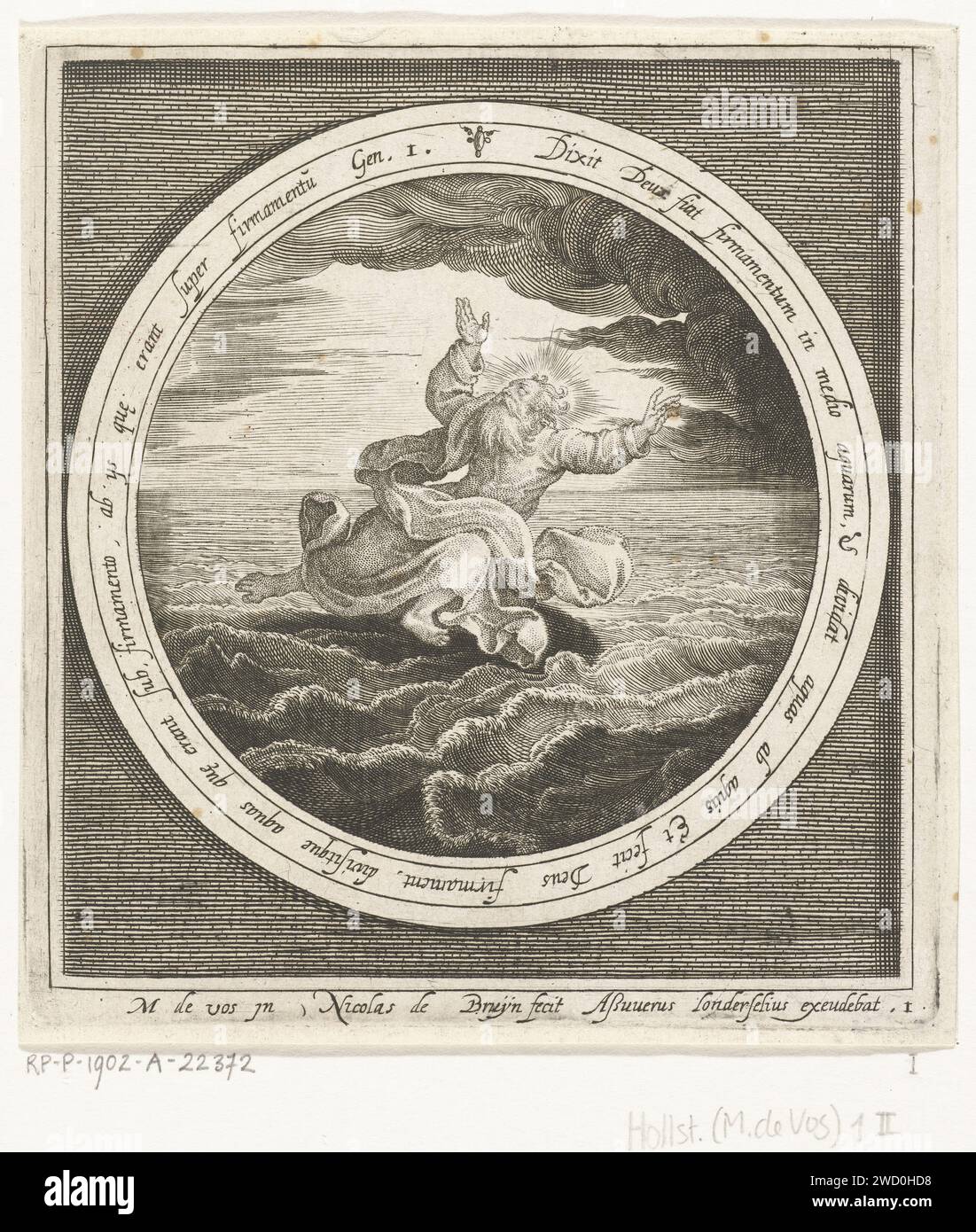 Second day of creation: God separates the water masses in heaven and ...