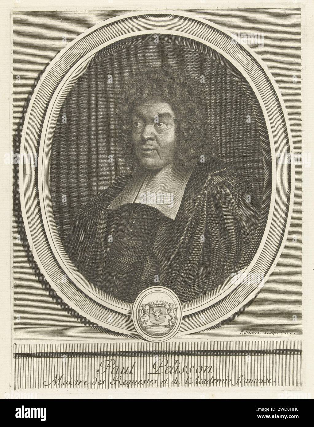 Portret van Paul Pelisson, Gerard Edelinck, 1666 - 1707 print Portrait ...