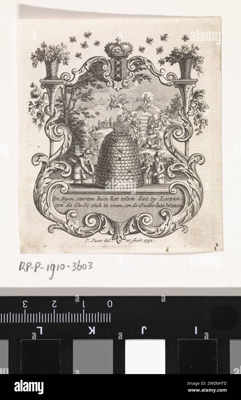 Vignette with figures at a Bijenkorf, Jan Punt, 1732 print Figures view ...