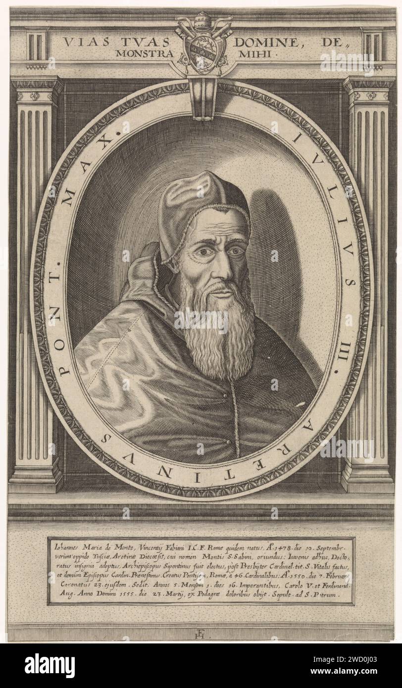 Portrait of Pope Julius III, Friedrich van Hulsen, 1590 - 1665 print ...