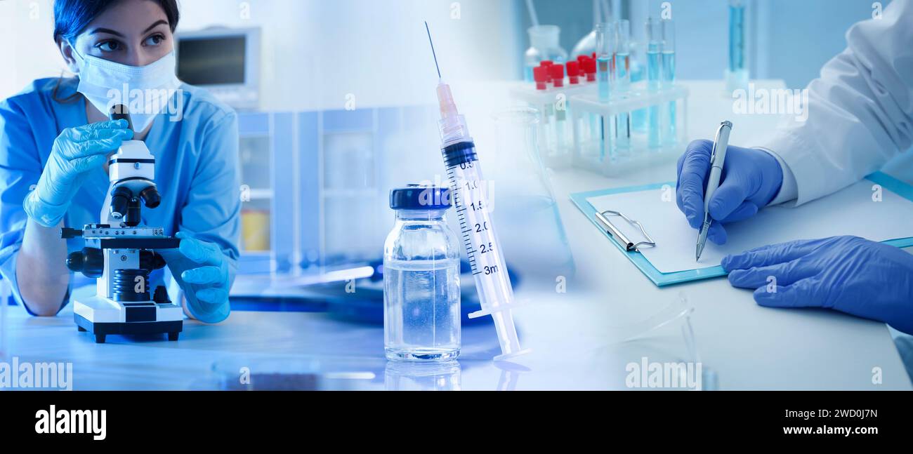 Testing, analysis and experiment. Laboratory employees working ...