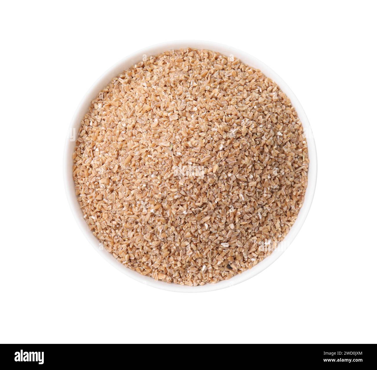 Dry wheat groats in bowl isolated on white, top view Stock Photo - Alamy