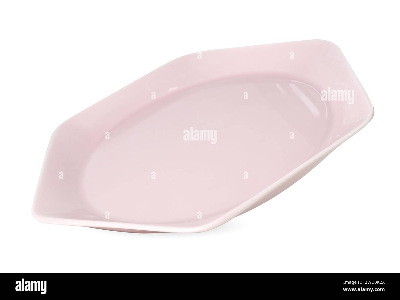 One beautiful pink plate isolated on white Stock Photo - Alamy