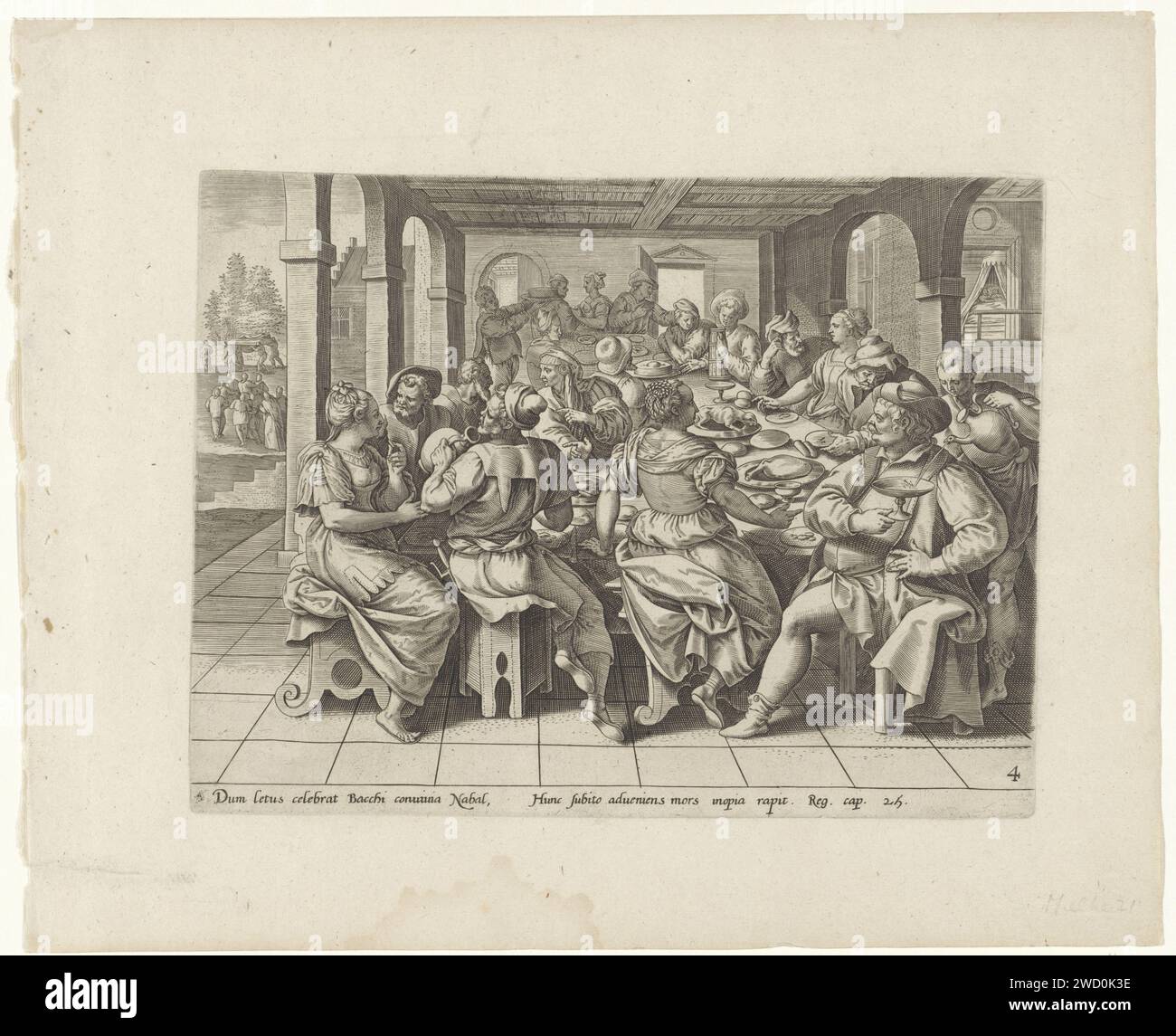 NABAL, Maerten de Vos, 1585 print Naal and Abigaïl are sitting on ...