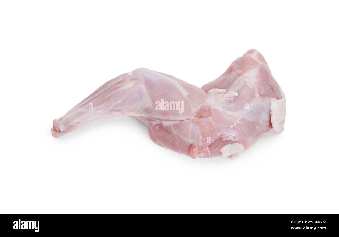 Fresh raw rabbit leg isolated on white, top view Stock Photo - Alamy