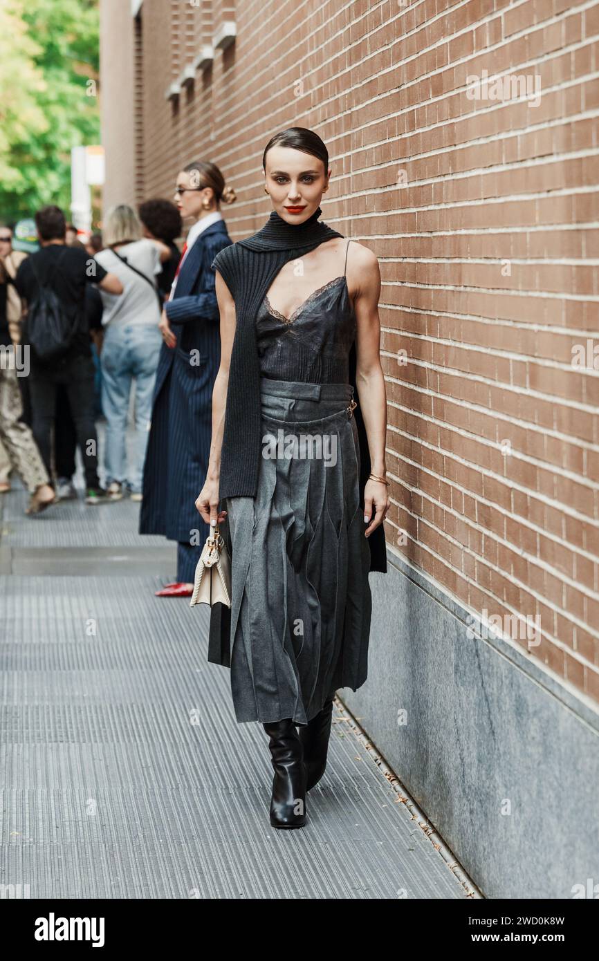 Mary Leest wears all Fendi, outside Fendi show during Milan Fashion ...