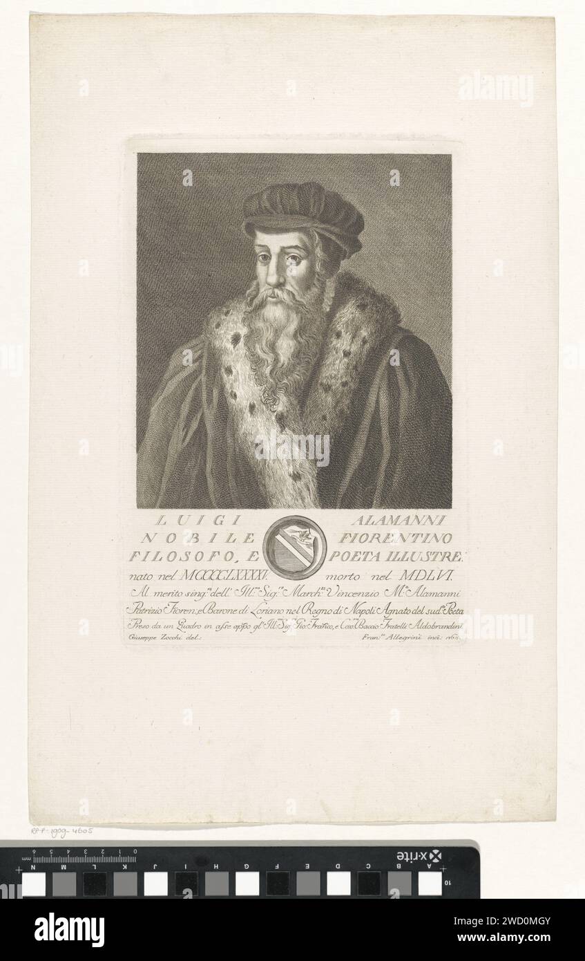 Portret Van Luigi Alamanni, Francesco Allegrini, After Giuseppe Zocchi ...