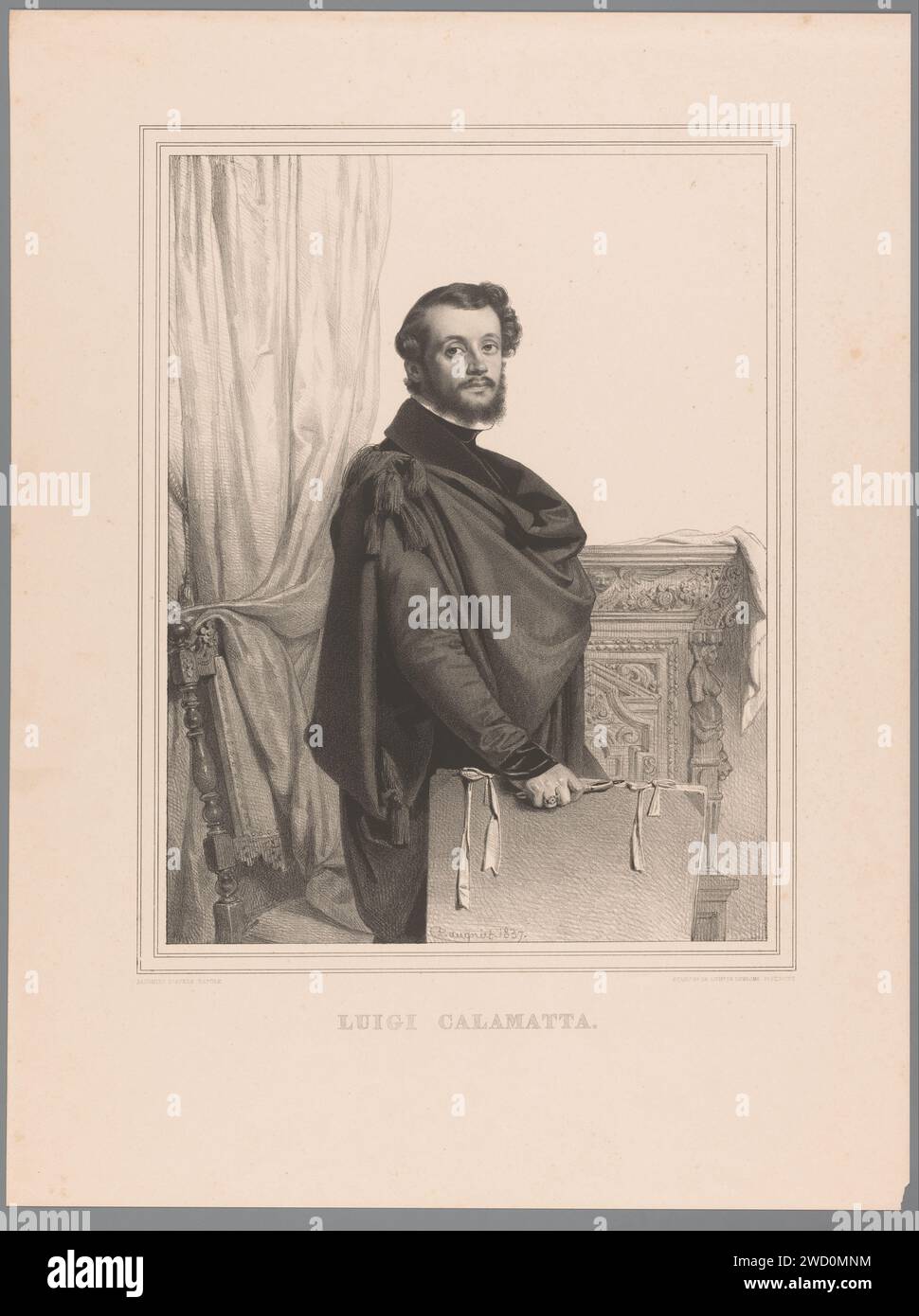 Portret van Luigi Calamatta, Charles Baugniet, 1837 print Brussels ...