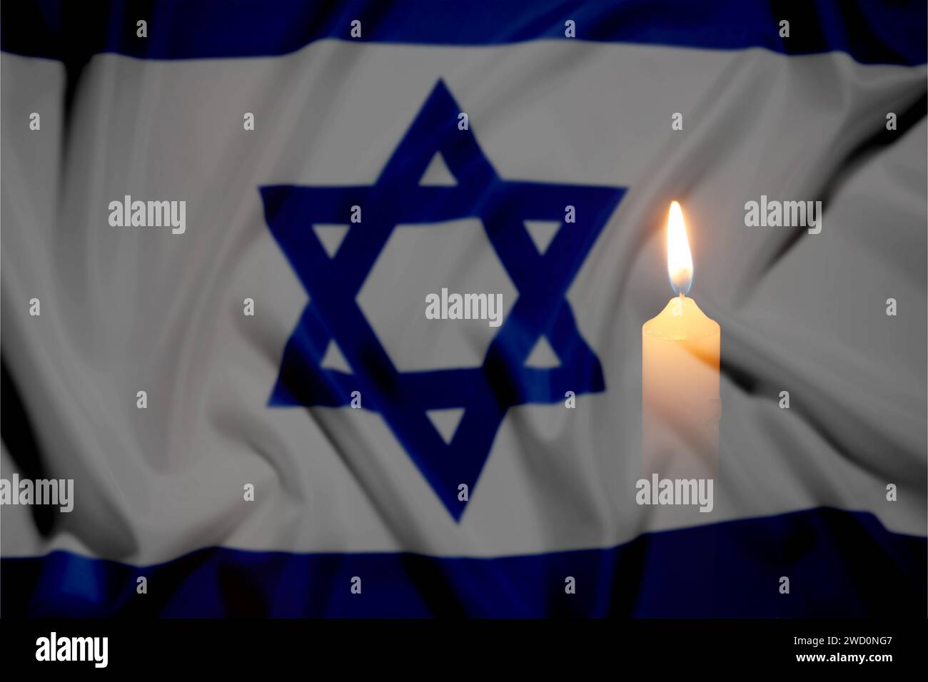 Candle and flag of Israel, double exposure Stock Photo - Alamy