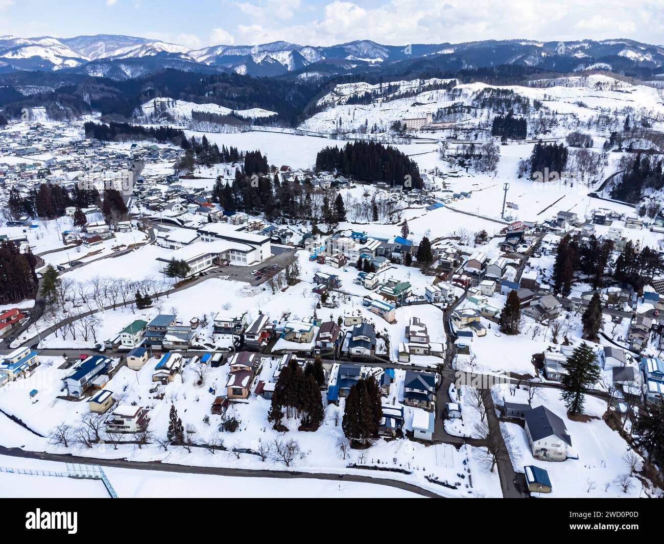 Yokote city, winter, snow covered, small town, the country, foot of ...