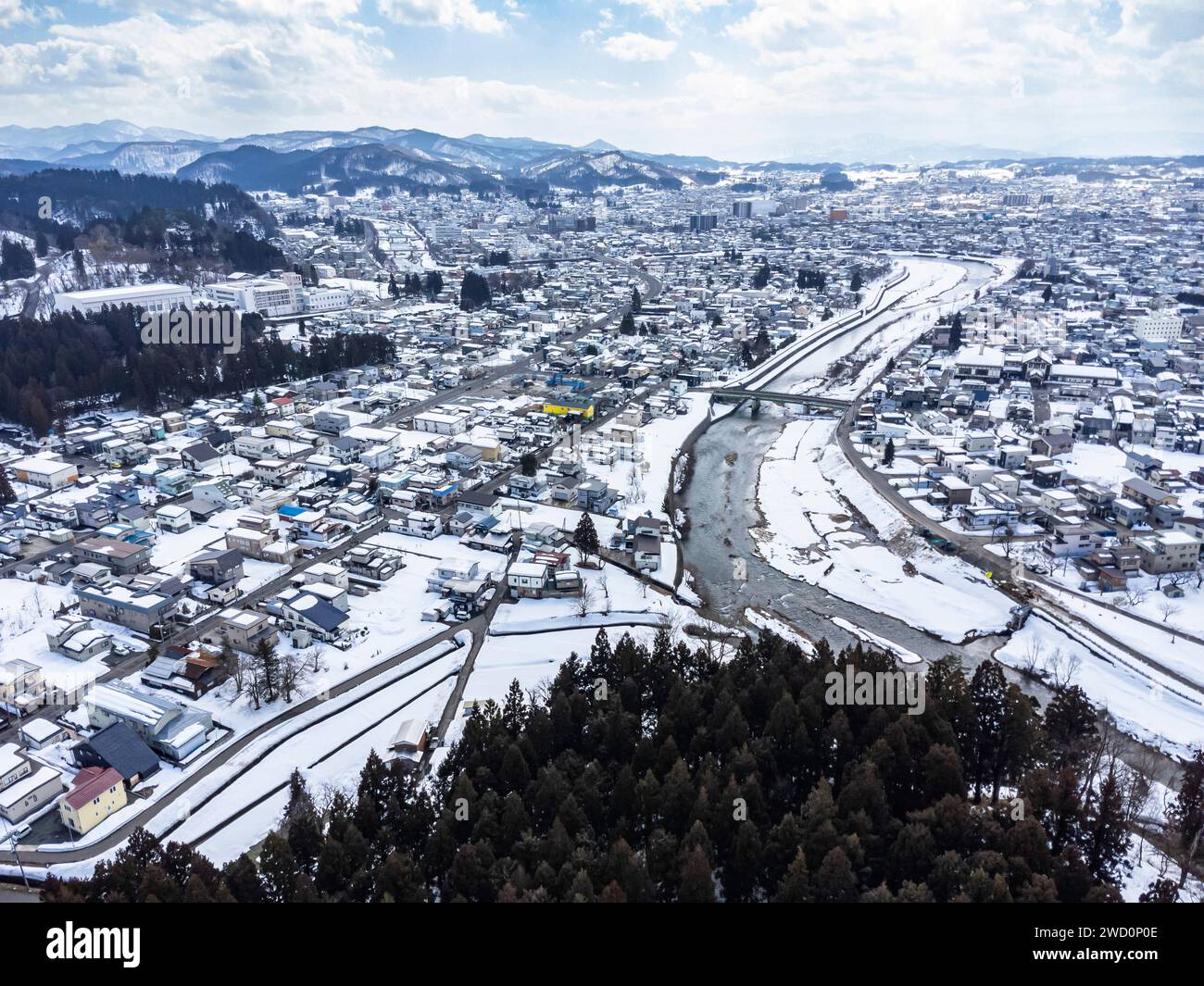 Yokote city, winter, snow covered, small town, the country, foot of ...