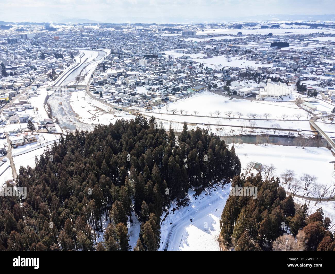 Yokote city, winter, snow covered, small town, the country, foot of ...
