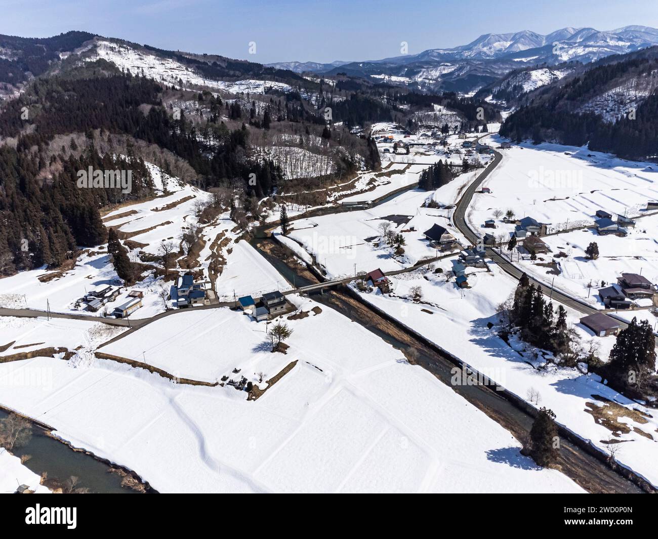 Yokote city, winter, snow covered, outskirts of the city, the country ...