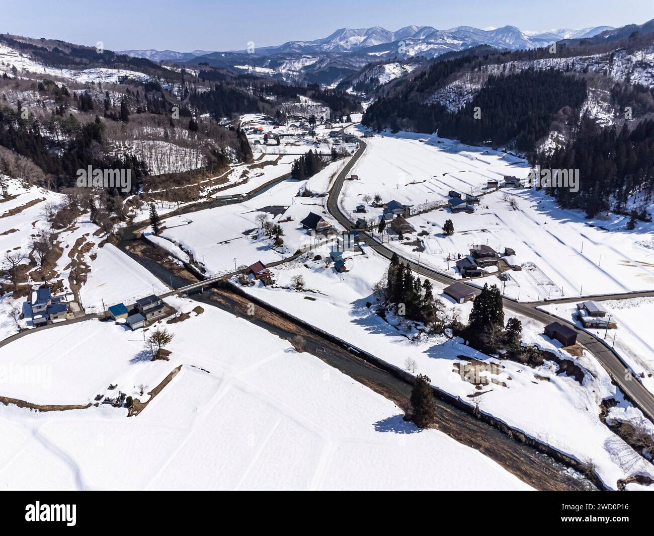 Yokote city, winter, snow covered, outskirts of the city, the country ...