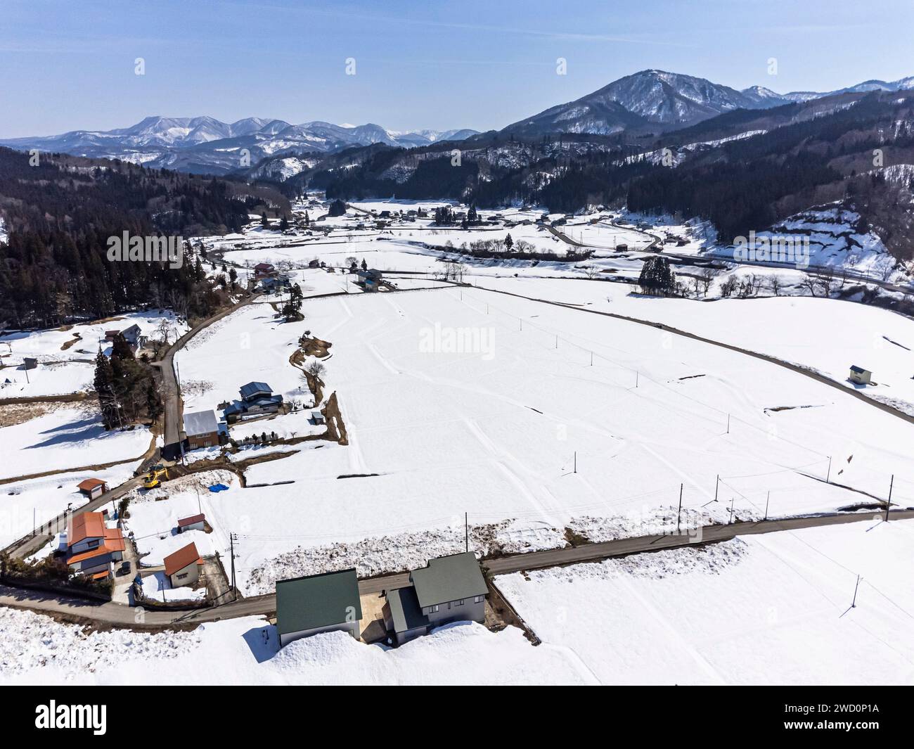 Yokote city, winter, snow covered, outskirts of the city, the country ...